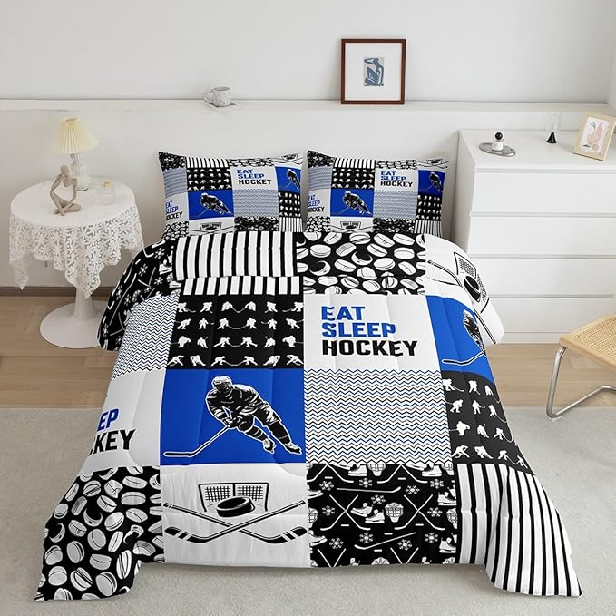 Erosebridal Hockey Bedding Full Size - Hockey Player Comforter Set for ...