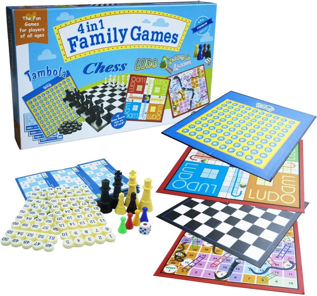 Buy EKTA 4 in 1 Family Strategy Board Games | Tambola, Chess, Ludo and ...