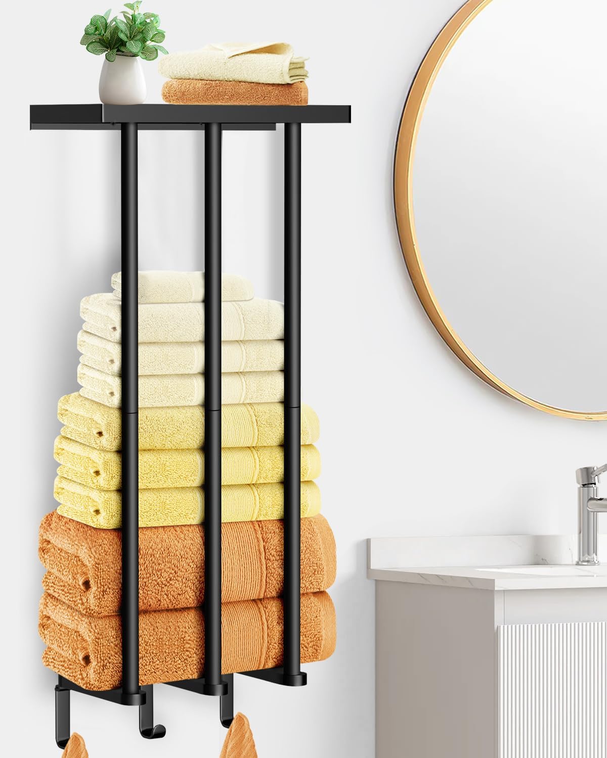 Amazon.com: Crafted Home Goods Wall Mounted Towel Rack Towel Storage ...