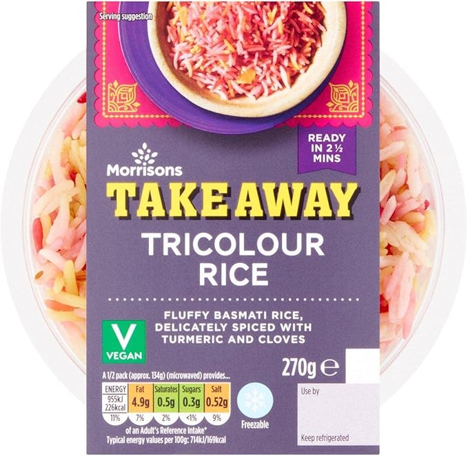 Morrisons Takeaway Tricolour Rice 270g : Amazon.co.uk: Grocery