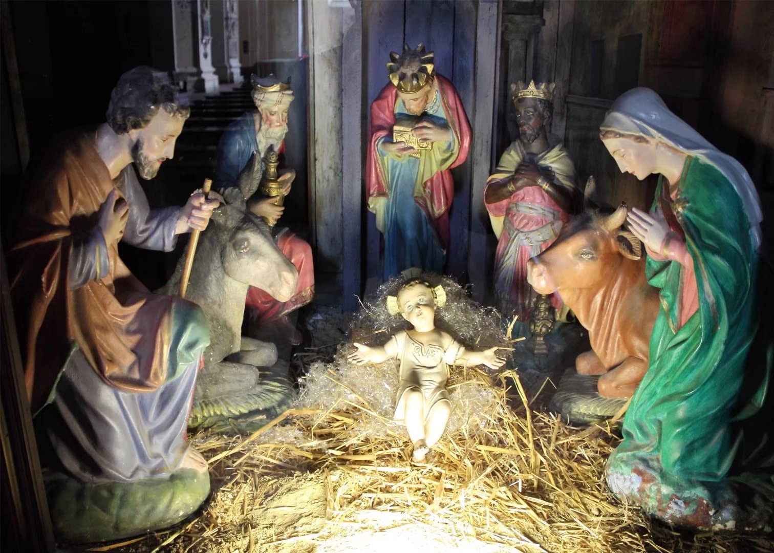 Buy BELECO Fabric 8x6ft Jesus Holy Night Nativity Backdrop Christmas ...