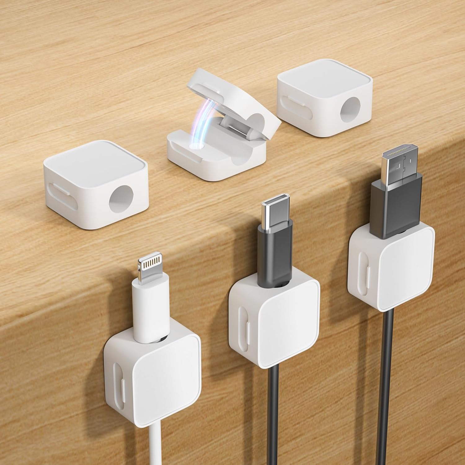 Amazon.com: 6 White Magnetic Cable Clips,Under Desk Cable Management ...