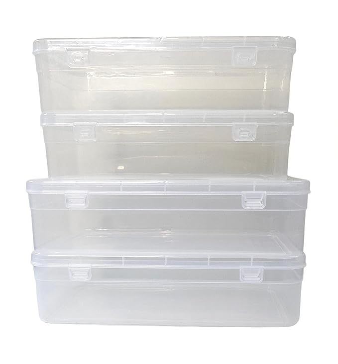 Feliz Clear Plastic Large Storage Boxes Size 11.5x7.5x2.75 inches (Set ...