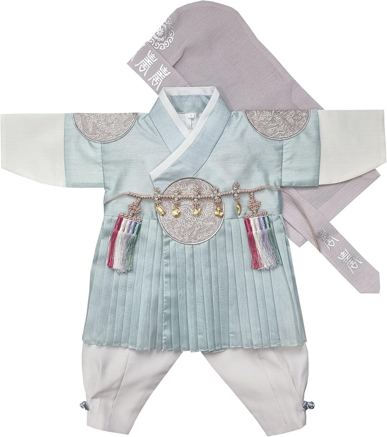 Amazon.com: Bright Blue Patch Hanbok Baby Boy Korea Traditional ...