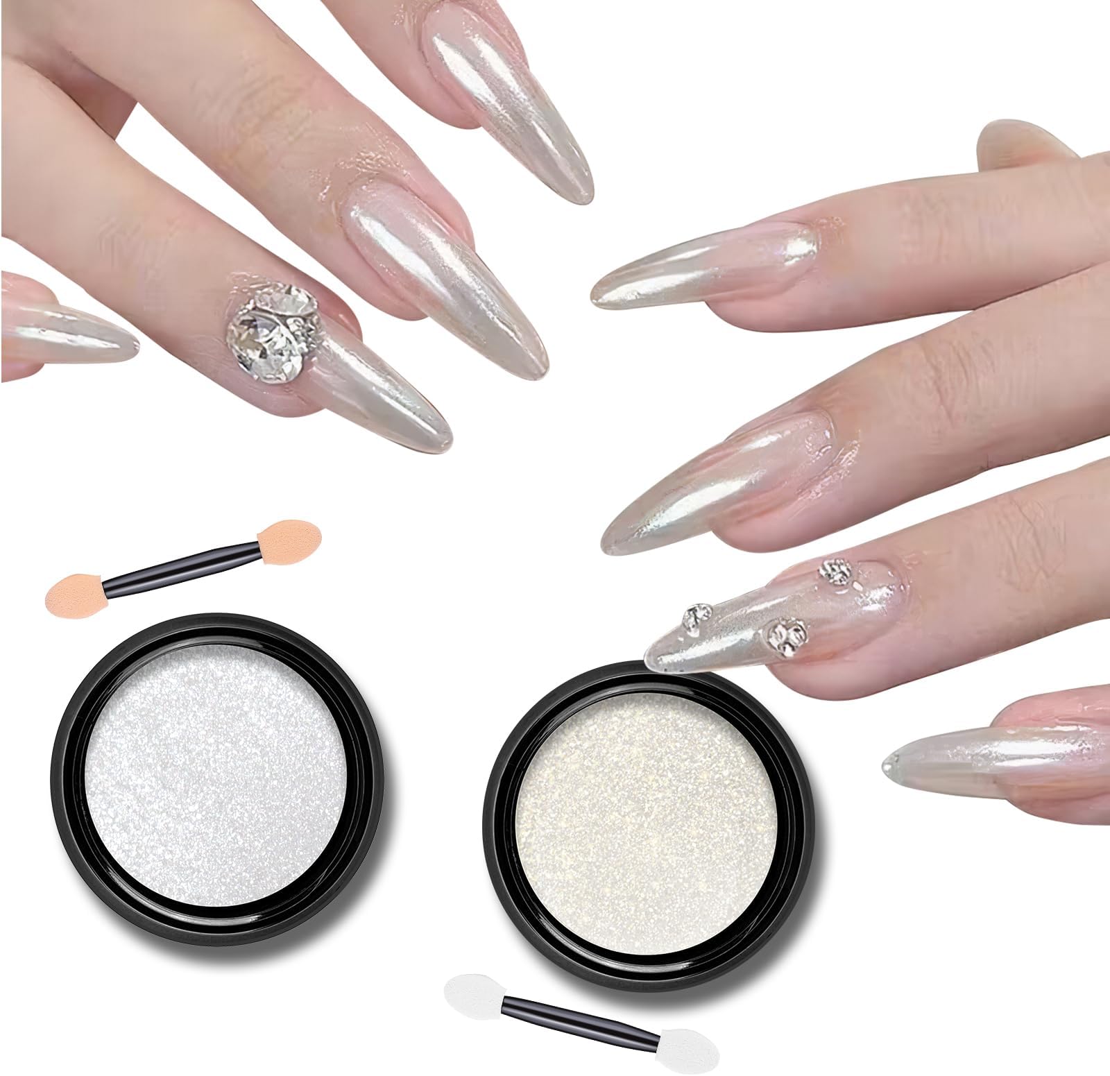 Amazon.com: Hcirjhie12 Colors Pearl Chrome Nail Powder - Aurora Ice ...