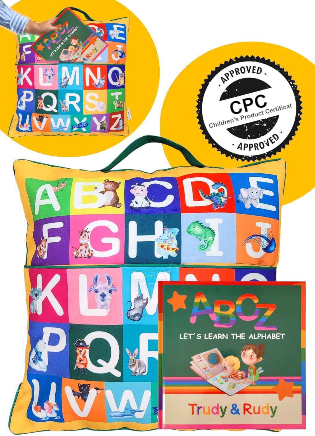 ABC – Funda de almohada y libro de aprendizaje del alfabeto con ...