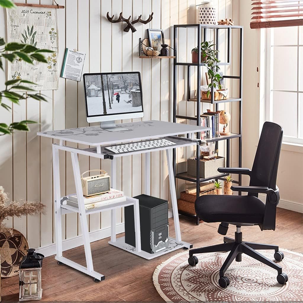 Buy Deepclaoto Small Computer Desk with Keyboard Tray and UPC Shelf ...