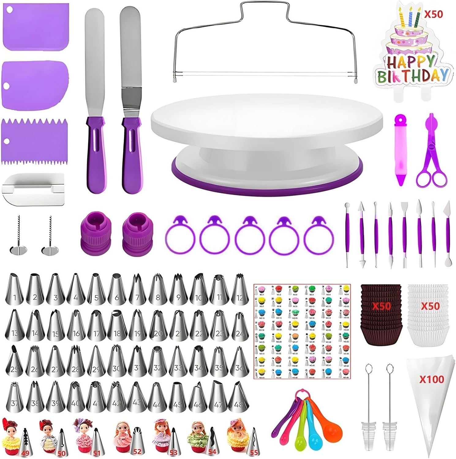 Amazon.com: ANSLYQA Cake Decorating Kit, 340 Pcs with Cake Turntable ...