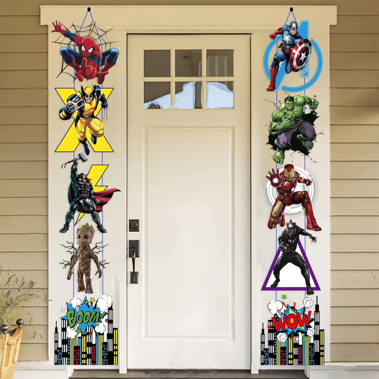 Amazon.com: 10 PCS Cartoon Hero Door Sign Super Fun Hero Theme Party ...