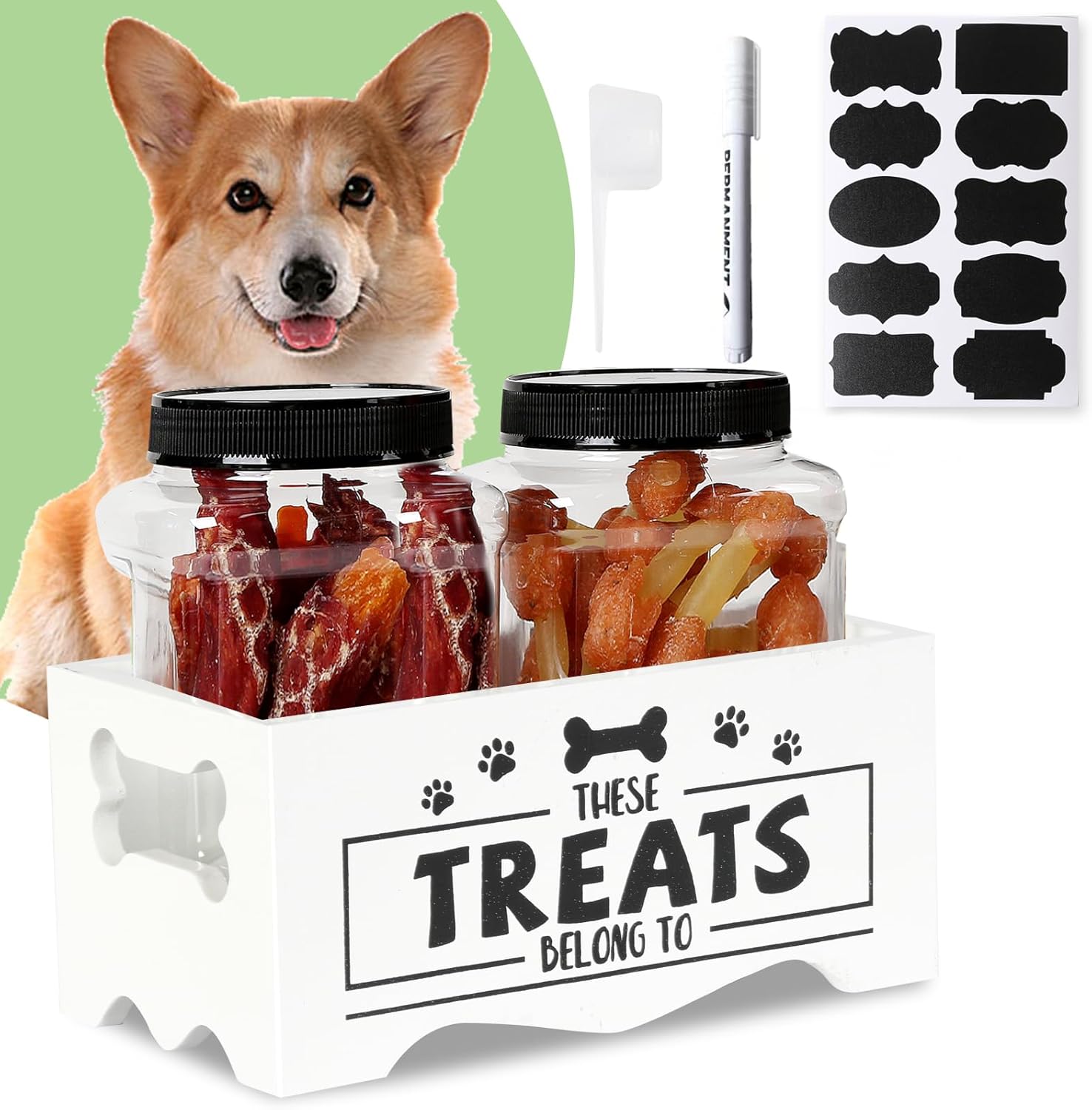 Amazon.com: Gunfurl Dog Treat Container, Wooden Cat Food Container ...