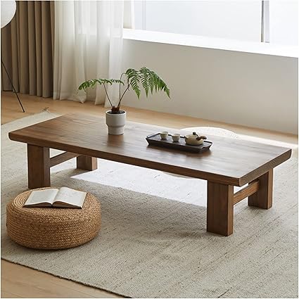 Japanese Style Low Table Multifunctional Rectangle Wooden Farmhouse Cocktail Table Living Room ...