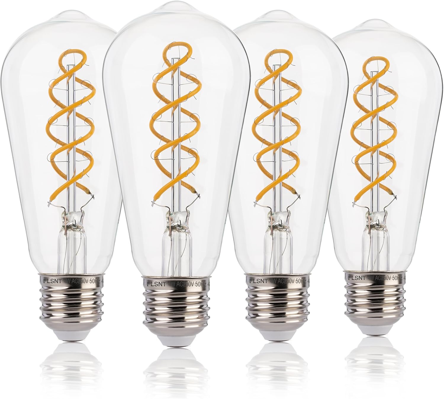 FLSNT LED Edison Bulb,ST58 Vintage Spiral Filament Light Bulb 4W(40W ...