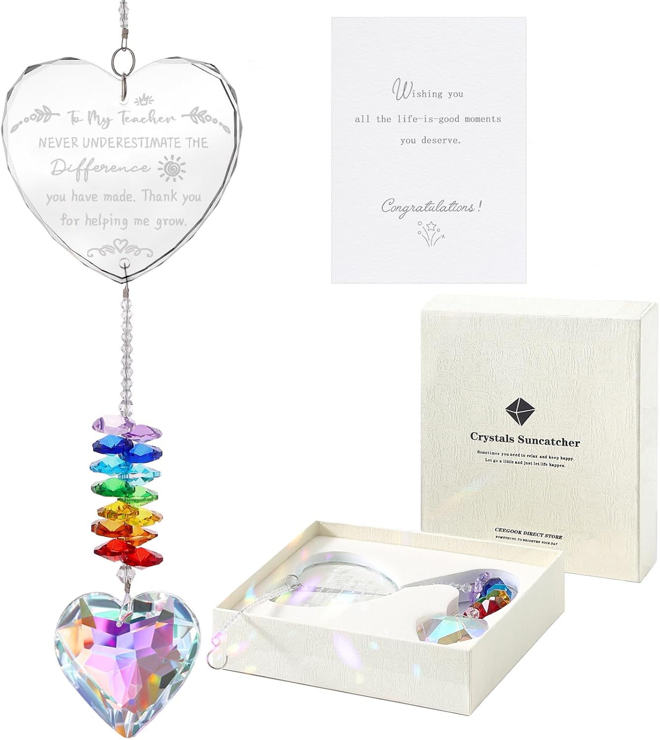 Amazon.com: Teacher Appreciation Gifts, K9 Crystal Suncatcher Teacher ...