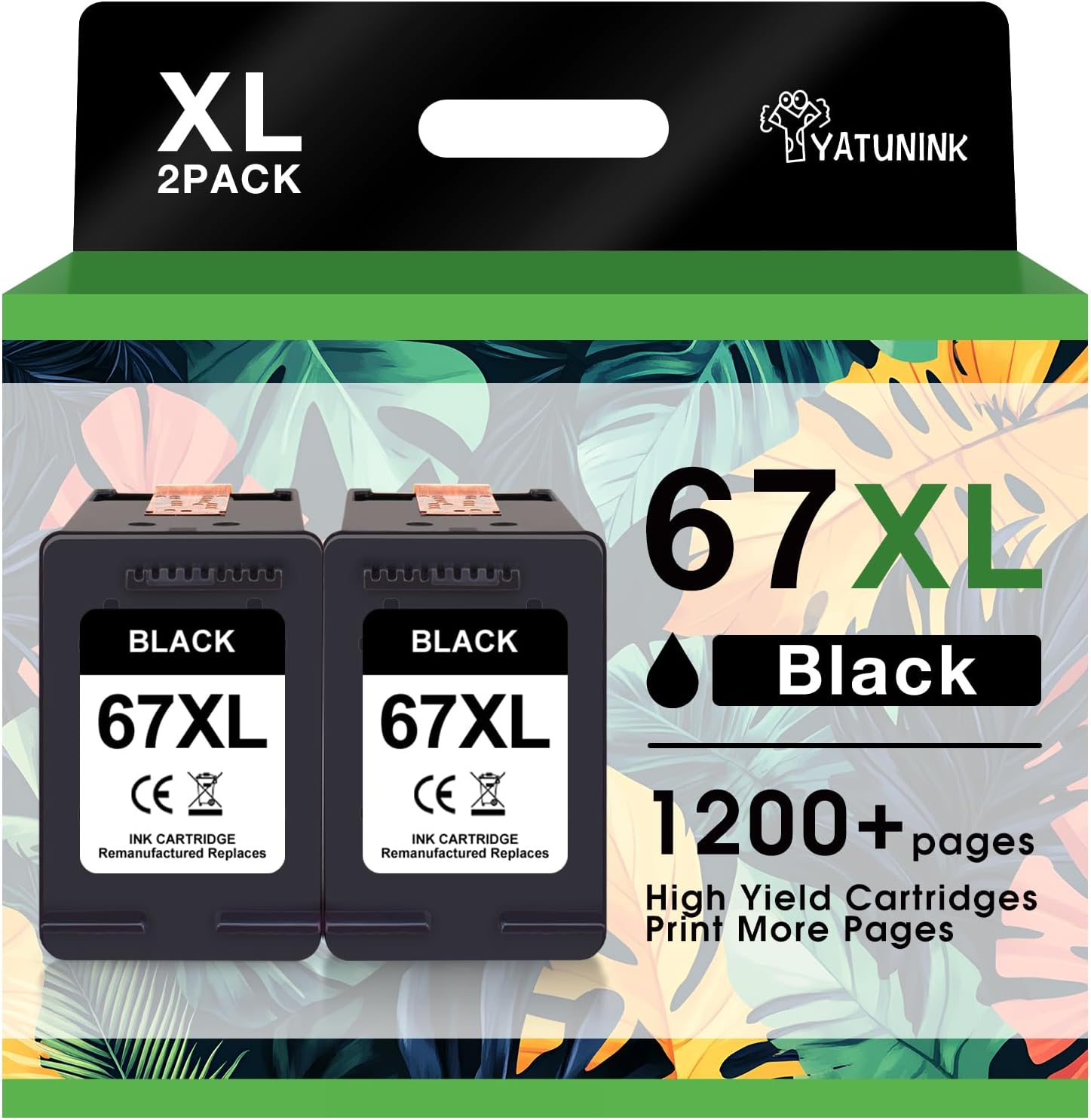 YATUNINK 67XL Black Ink Cartridge Compatible for HP Ink 67 67 Black Ink ...