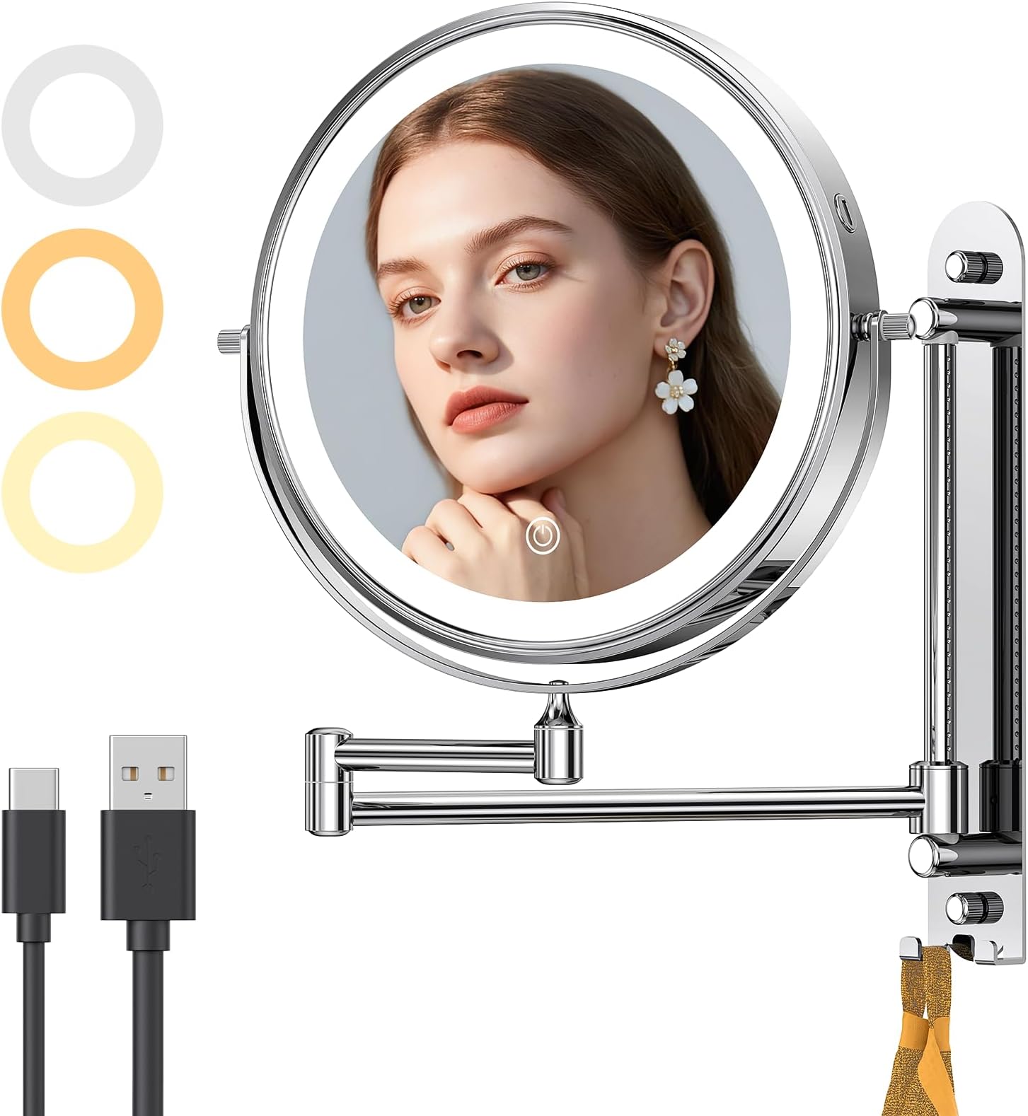 Gospire 9 Wall Mounted Lighted Makeup Mirror With Magnification 10x ...