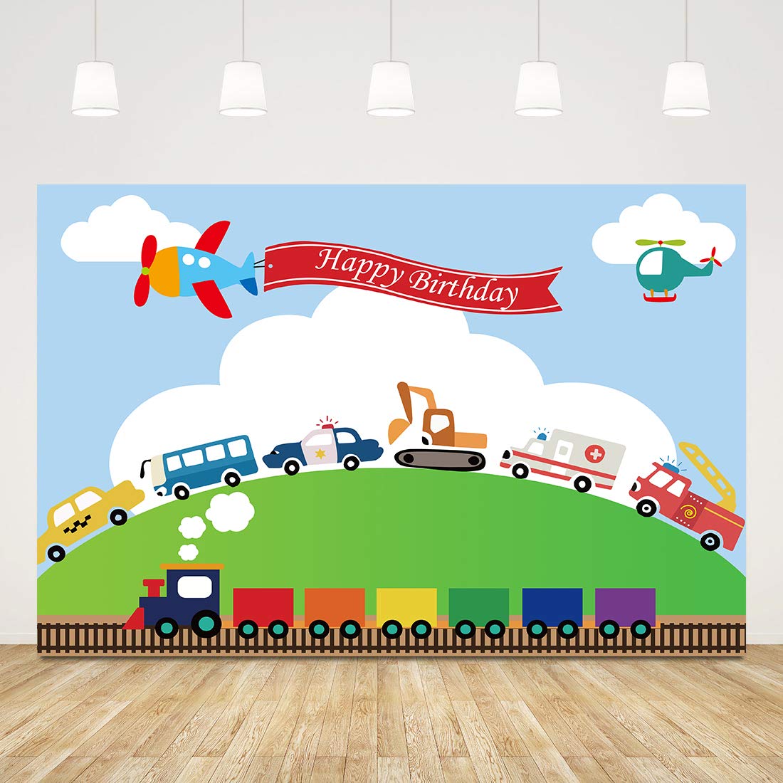 Buy Happy Birthday Backdrop for Kids Transportation 1st Birthday ...