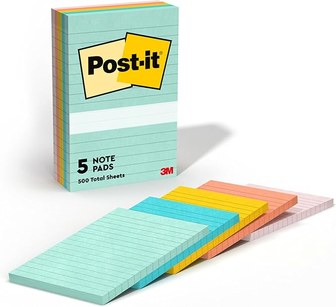 Post-it Super Sticky Notes, 5 x 20.3 cm, Marseille Collection, 5 Pads ...