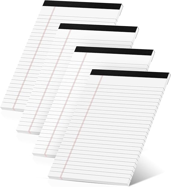 Amazon.com : Legal Pads 5x8 Inch, 4 Pack, Narrow Ruled, 5x8 White Legal ...