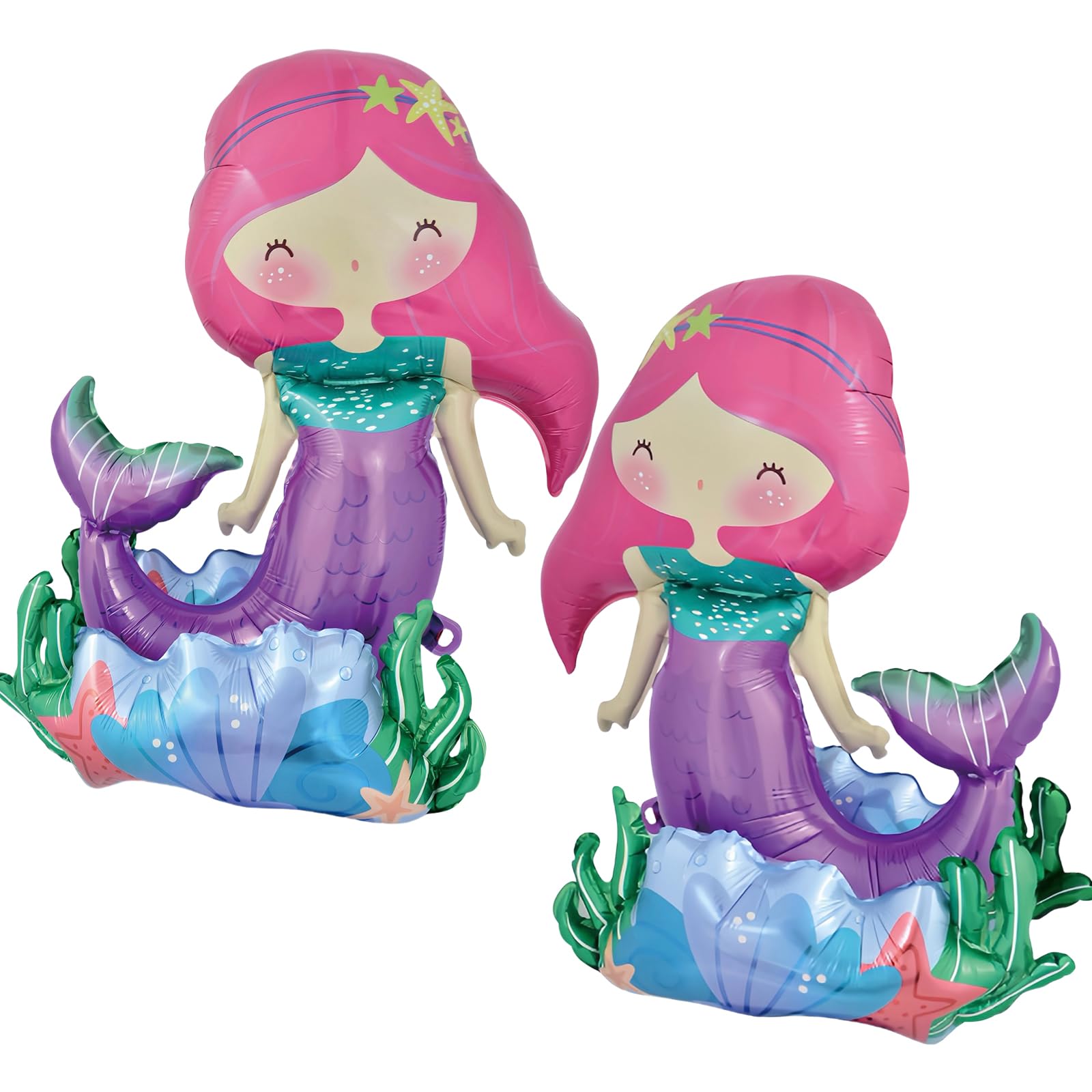 Amazon.com: Self-Standing Mermaid Balloons for Little Mermaid Birthday ...