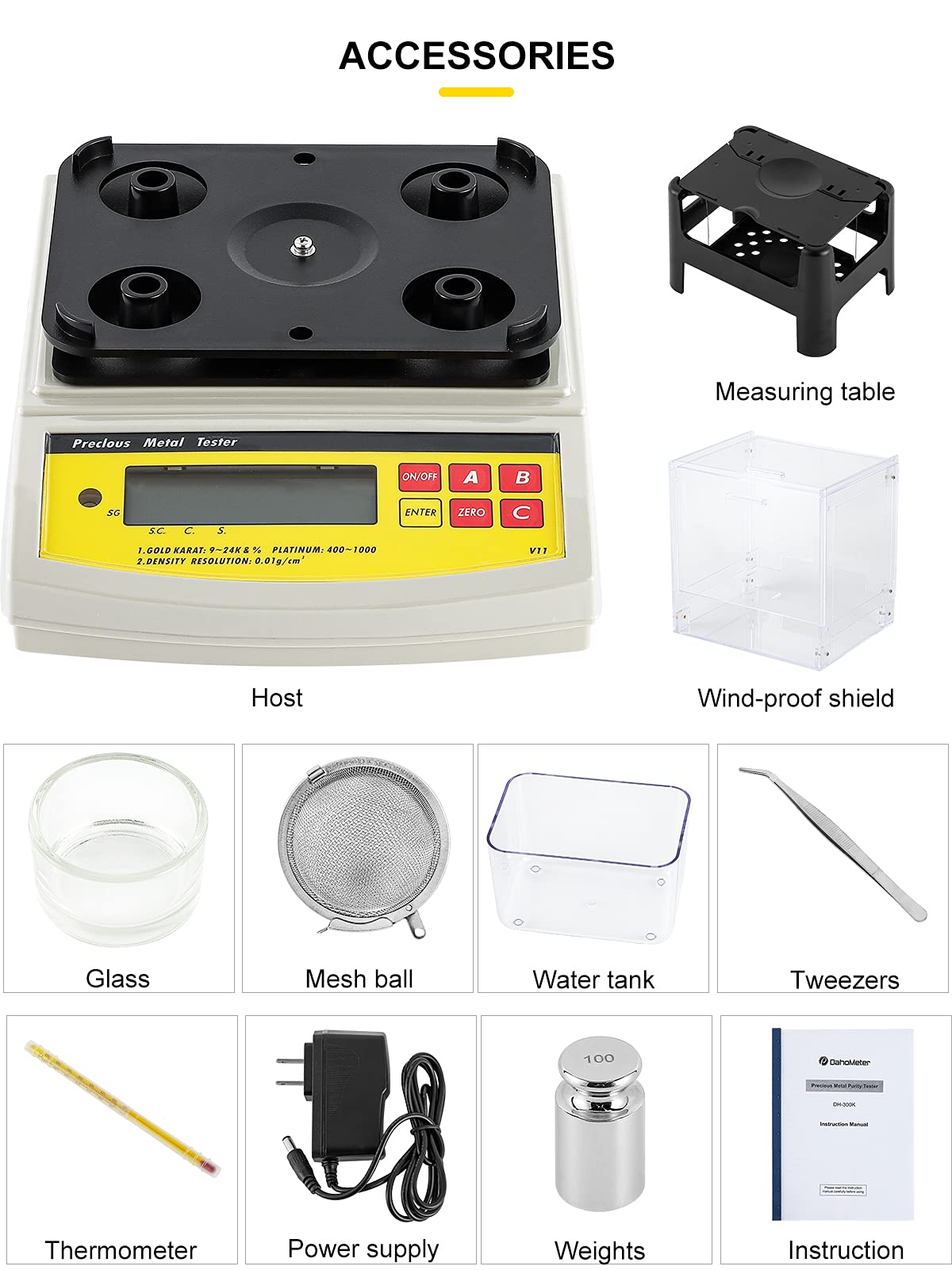 CGOLDENWALL Gold Purity Analyzer Gold Karat Purity Analyzer Gold ...