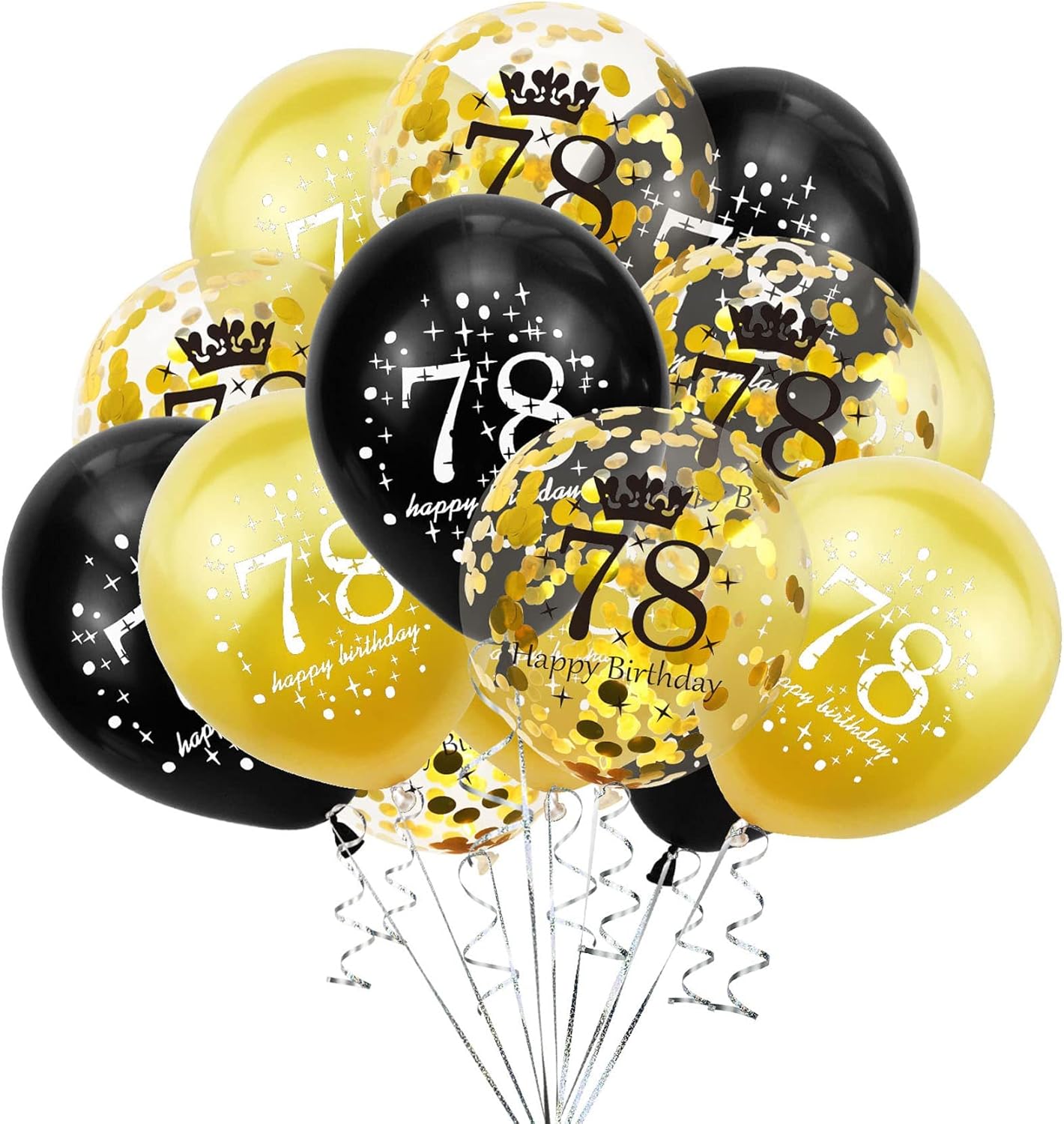 Amazon.com: SHUNTAI 78th Birthday Balloons Black and Gold 78th Birthday ...