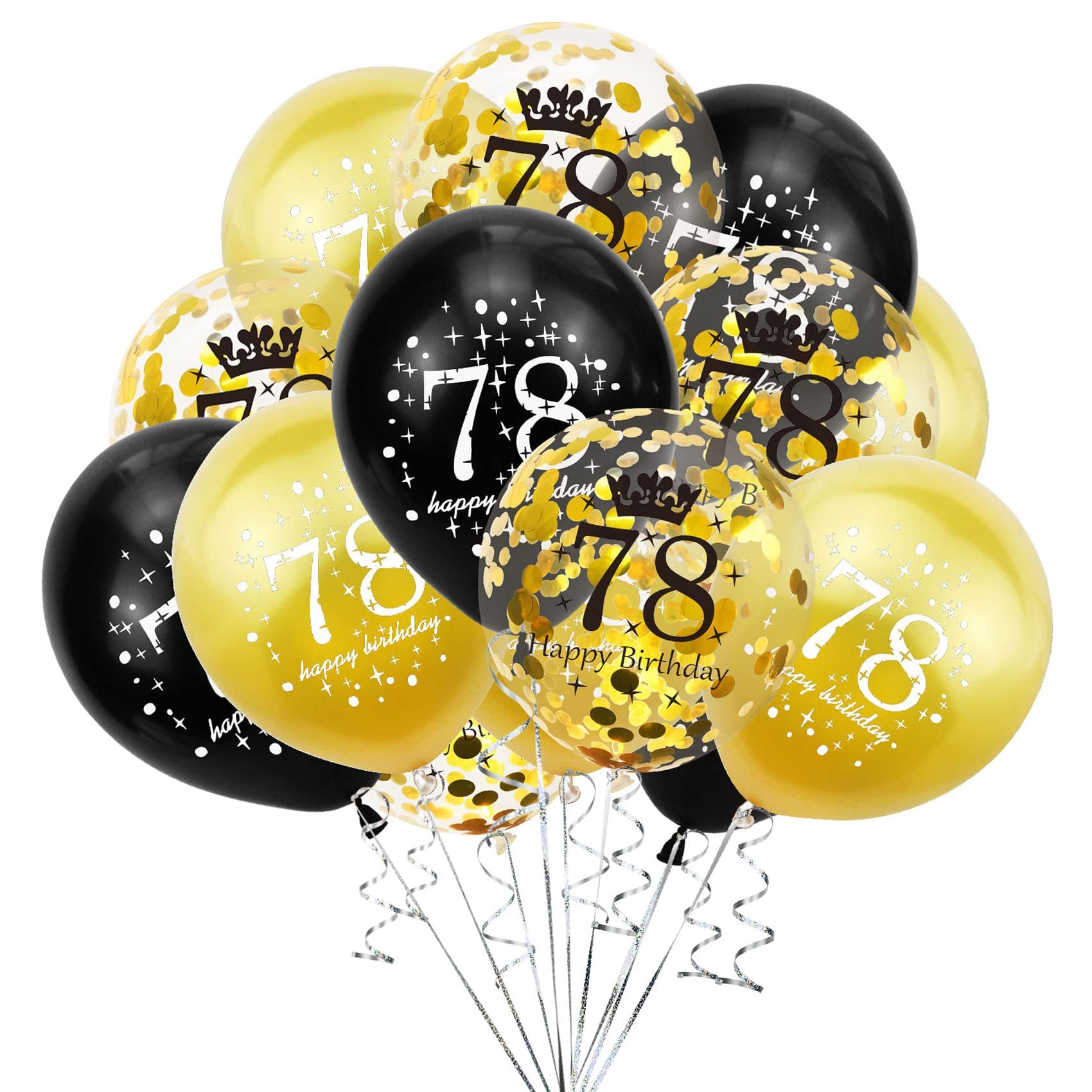 Amazon.com: SHUNTAI 78th Birthday Balloons Black and Gold 78th Birthday ...