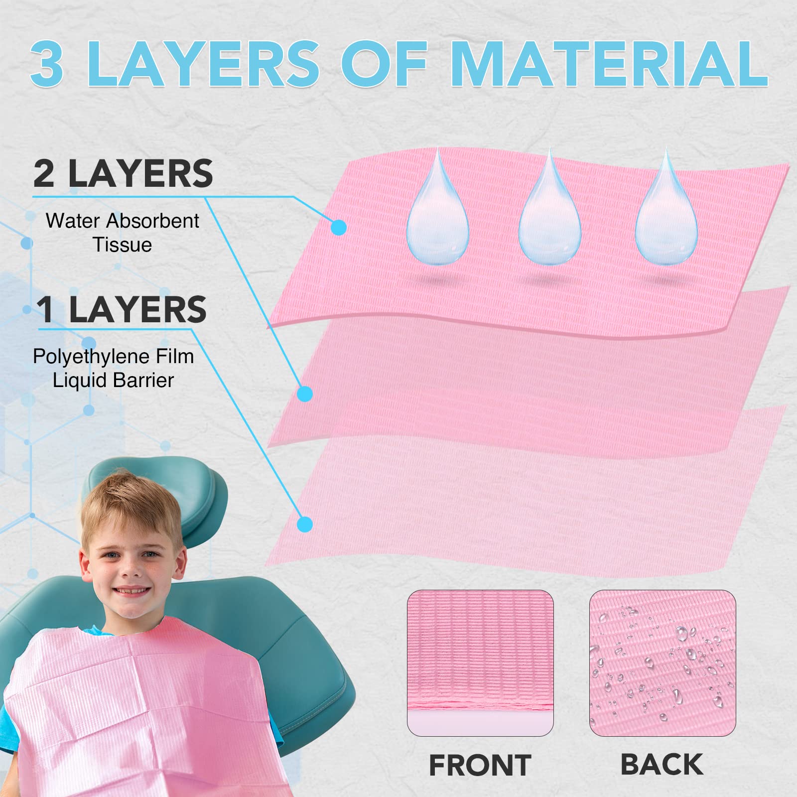Snapklik.com : 480 Pack Disposable Dental Bibs 13"x18", 3-Ply ...