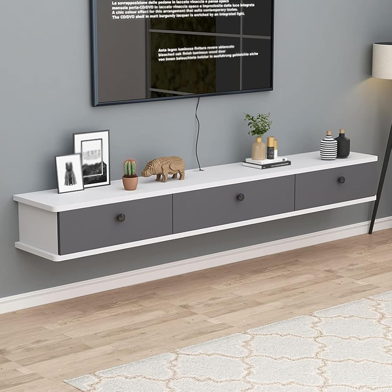 Amazon.com: SGeneE Wall Mounted TV Cabinet Wall Shelf Floating Shelf TV ...