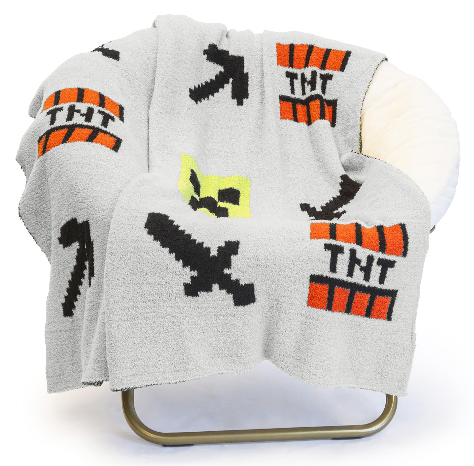 Amazon.com: Minecraft Feather Knit Fluffy Throw Blanket - Creeper and ...