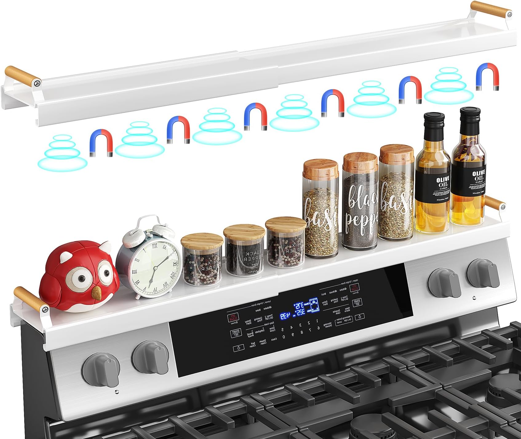 Amazon.com: ZXMOTO Magnetic Stove Top Shelf - 2 Pack 15" Spice Rack for ...