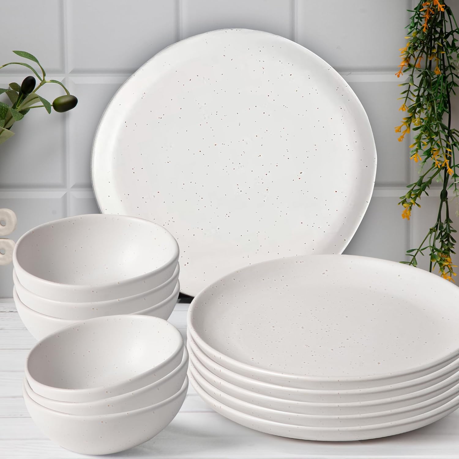 Anko Bodrum Stoneware 12 pcs Dinner Set | Premium Crockery for Dining ...