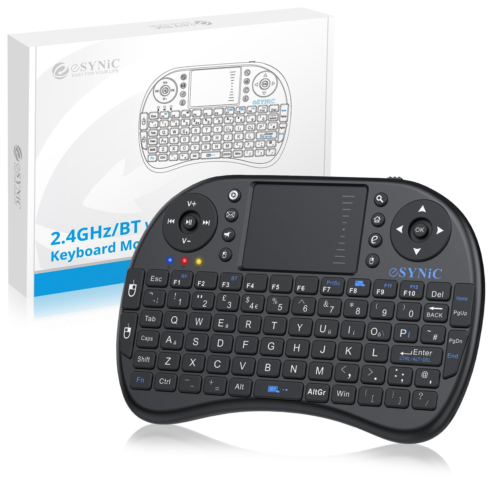 Esynic Upgraded Bluetooth Mini Wireless Keyboard 2 4g Xbmc Touchpad ...