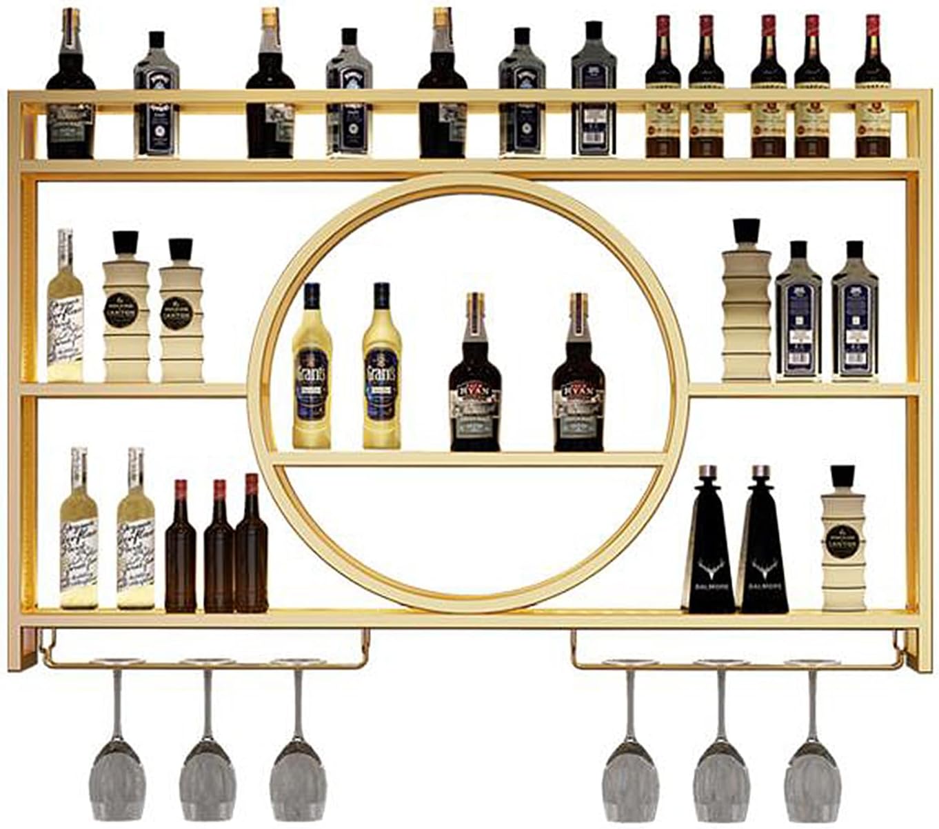 Amazon.com: Metal Wall Mounted Wine Display Rack, Bar Unit Floating ...