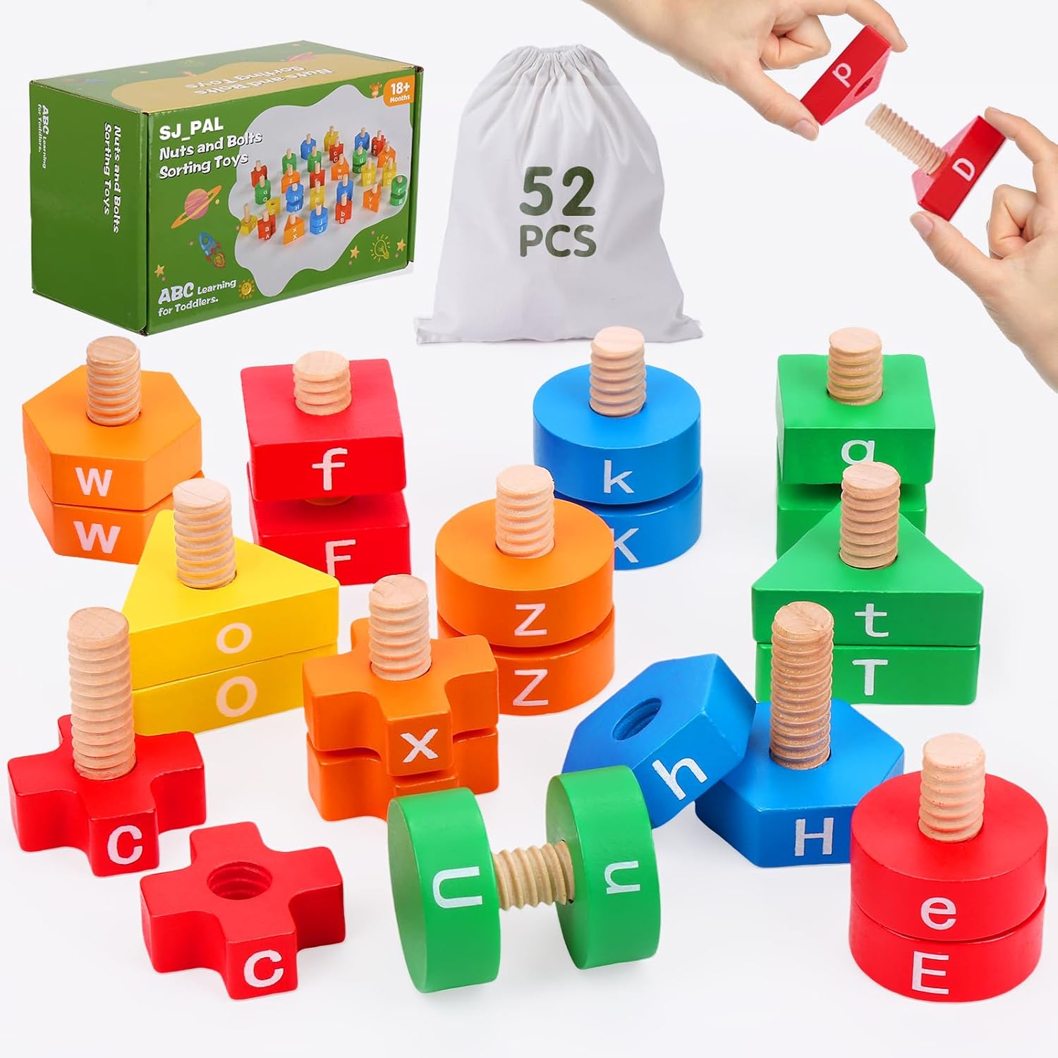 Amazon.com: ABC Learning Toys for Toddlers, Wooden Alphabet Letters ...