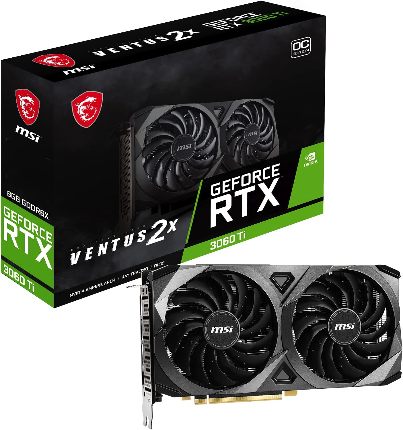 MSI GeForce RTX 3060 Ti VENTUS 2X 8GD6X OC Gaming Graphics Card - 8GB GDDR6X, 1695MHz, PCI ...