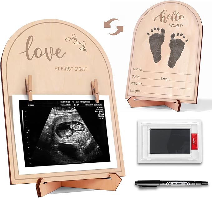 Amazon.com: PDRYLY Wooden Ultrasound Picture Frame, Pregnancy ...