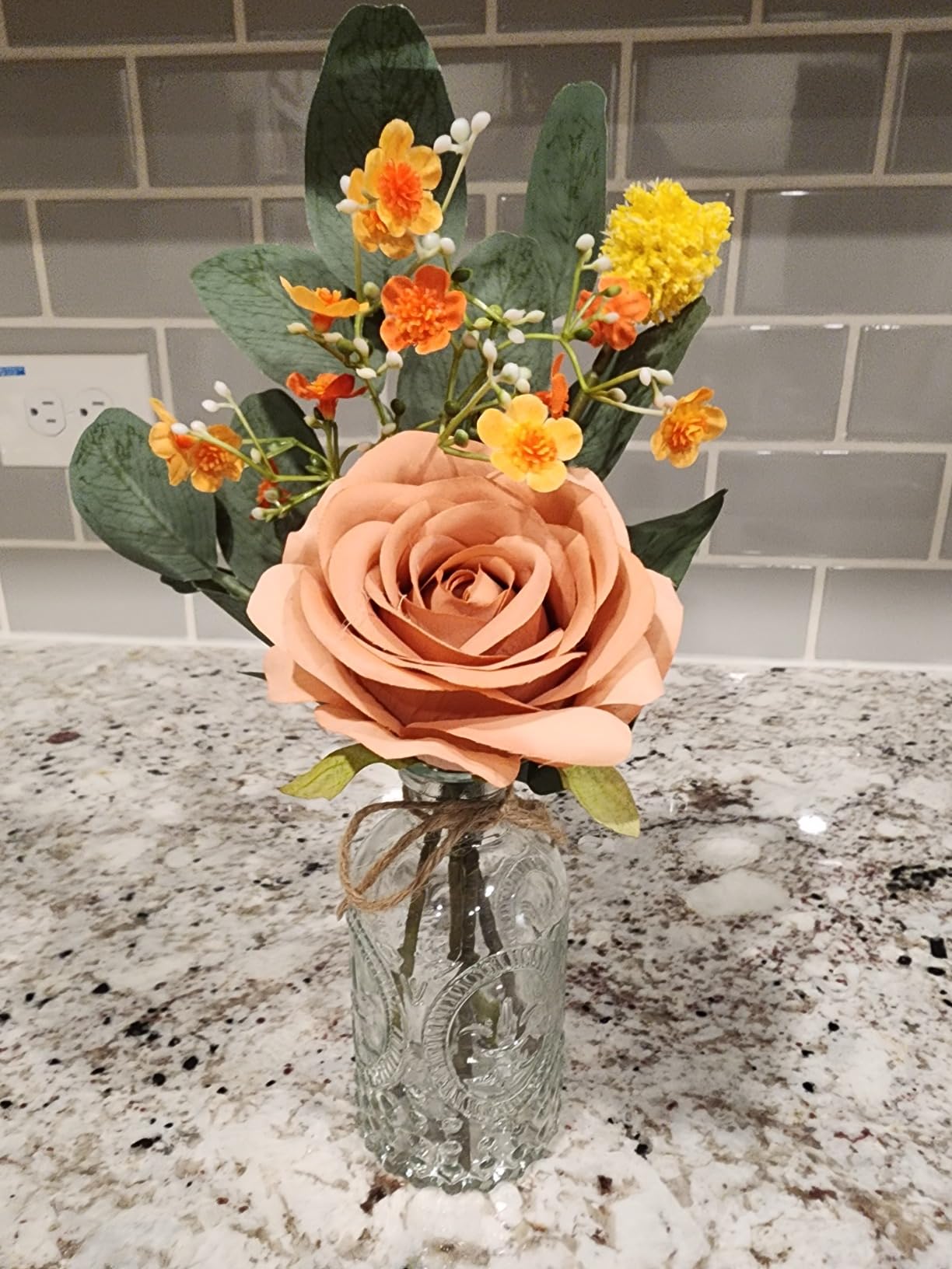 $3/mo - Finance YXZZWL Faux Flowers with Bud Vase,Mini Artificial Silk ...