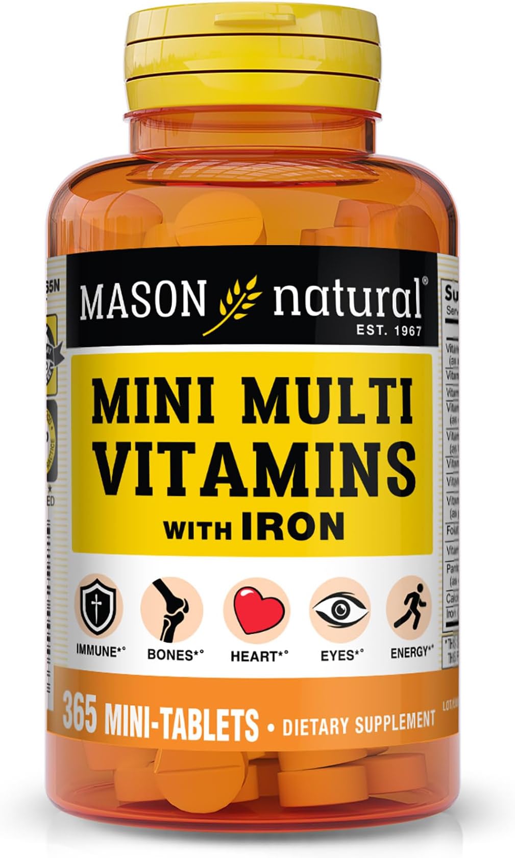 Amazon.com: MASON NATURAL Mini Multi Vitamins with Iron, Vitamins A, C ...