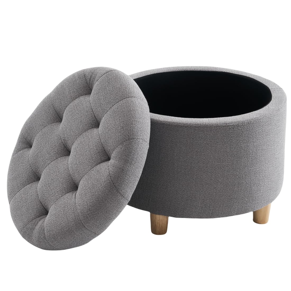 LEITING Round Large Storage Ottoman Toy Chair Seat Foot Stool Footstool ...