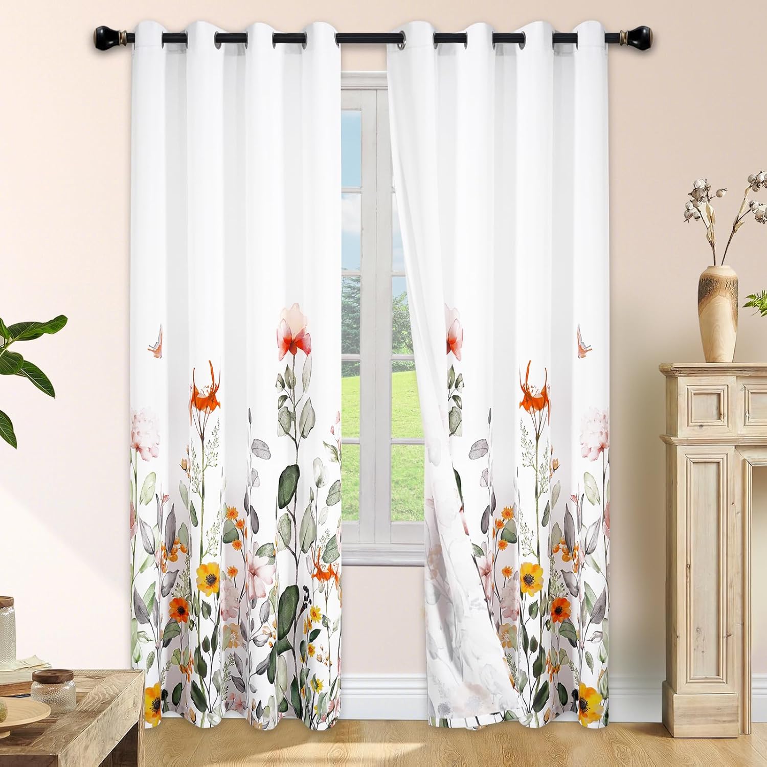 Amazon.com: ASPMIZ Floral Curtains for Bedroom & Living Room ...
