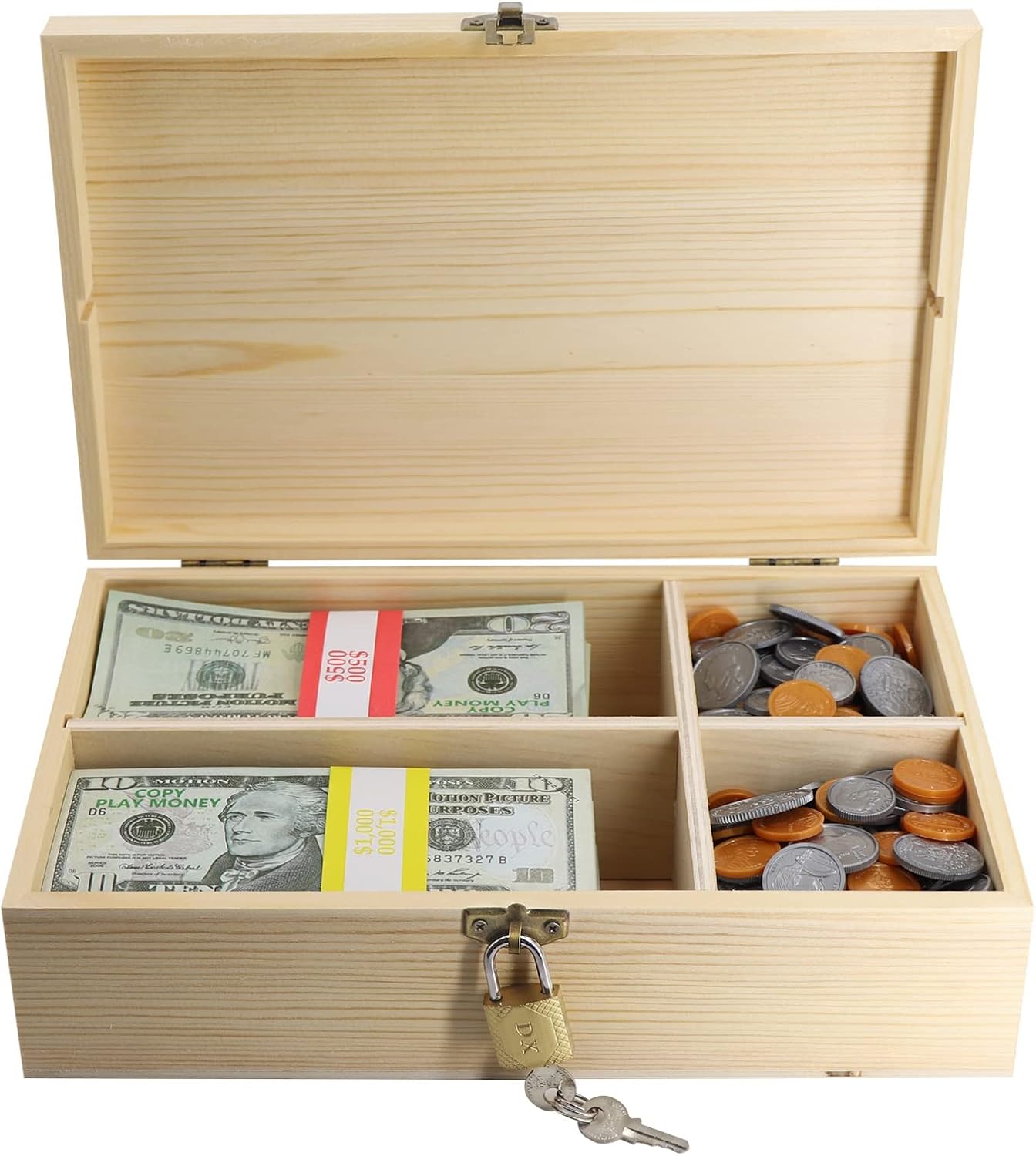 Amazon.com: Mczxon Wooden Locking Currency Money Cash Tray with Coin ...