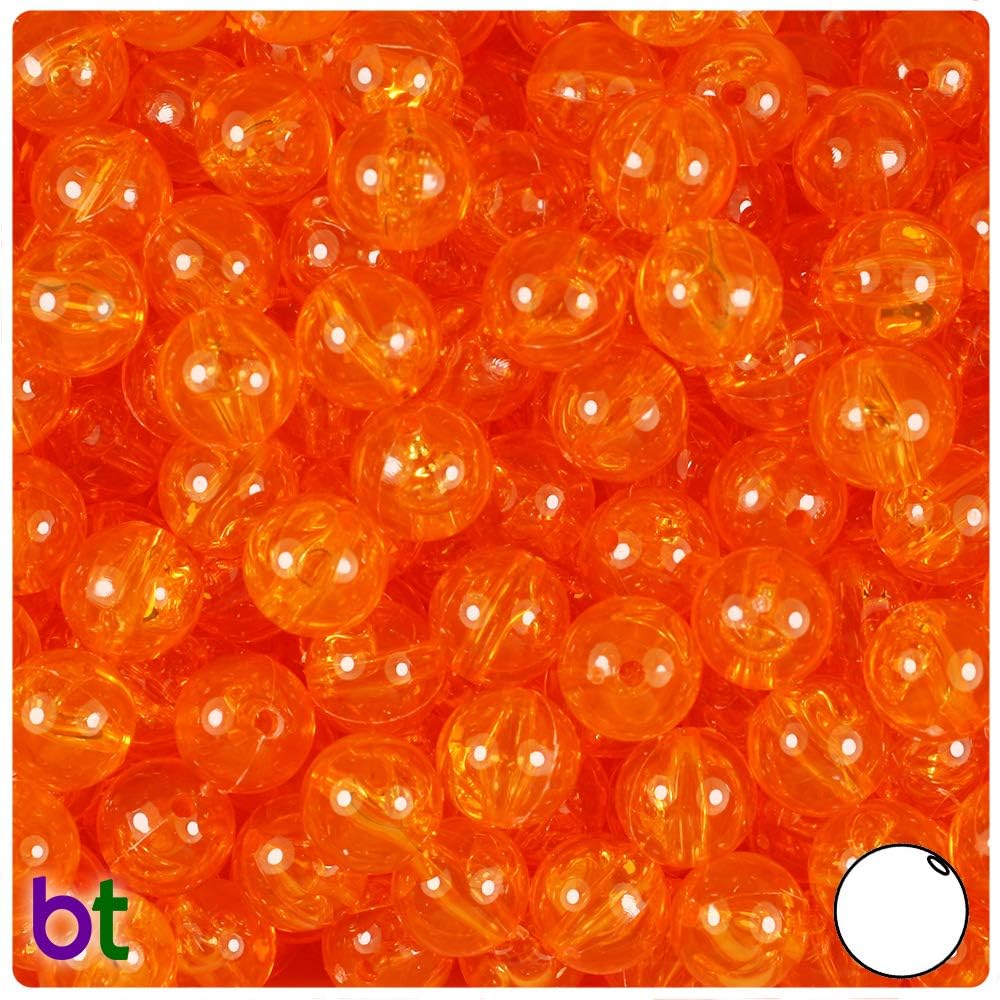 Amazon.com: BeadTin Orange Transparent 10mm Round Plastic Beads (150pcs ...