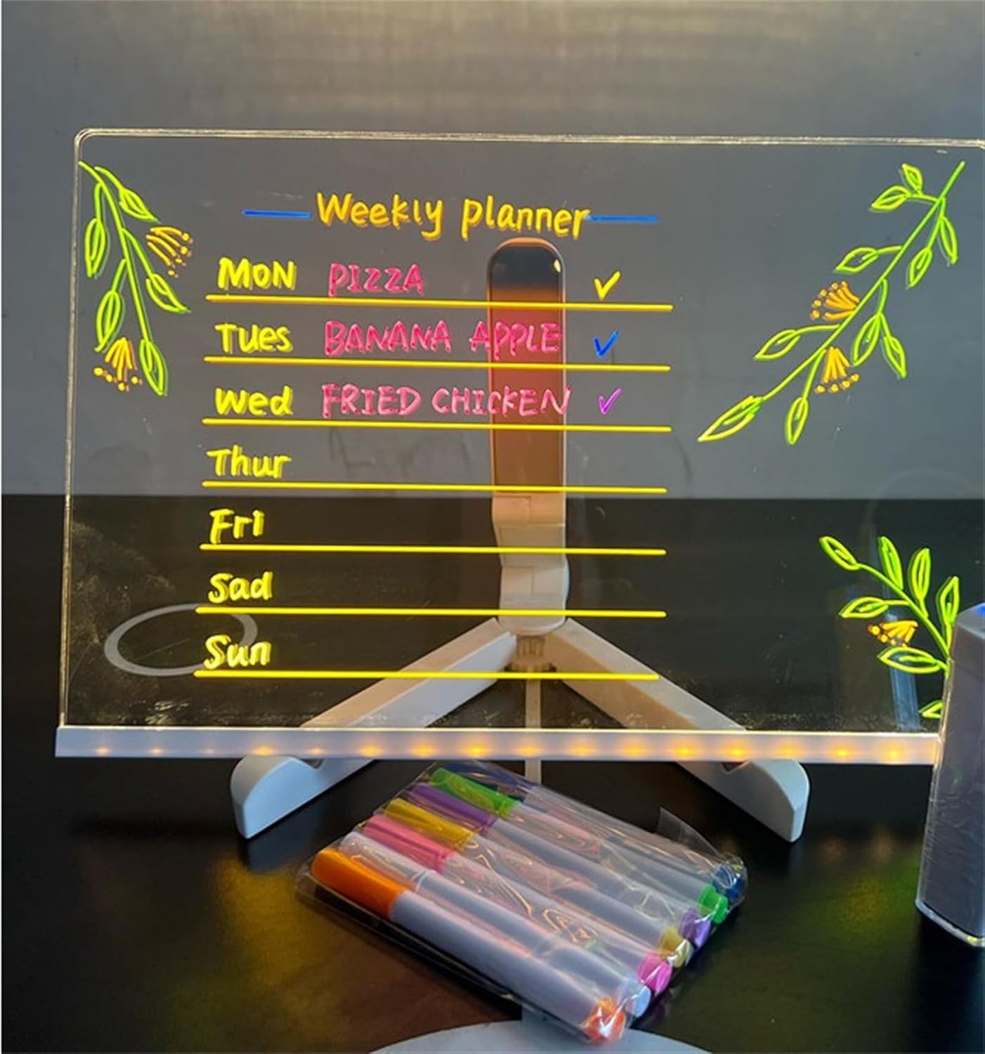 Tablero de notas LED con colores, tablero de marcador acrílico ...