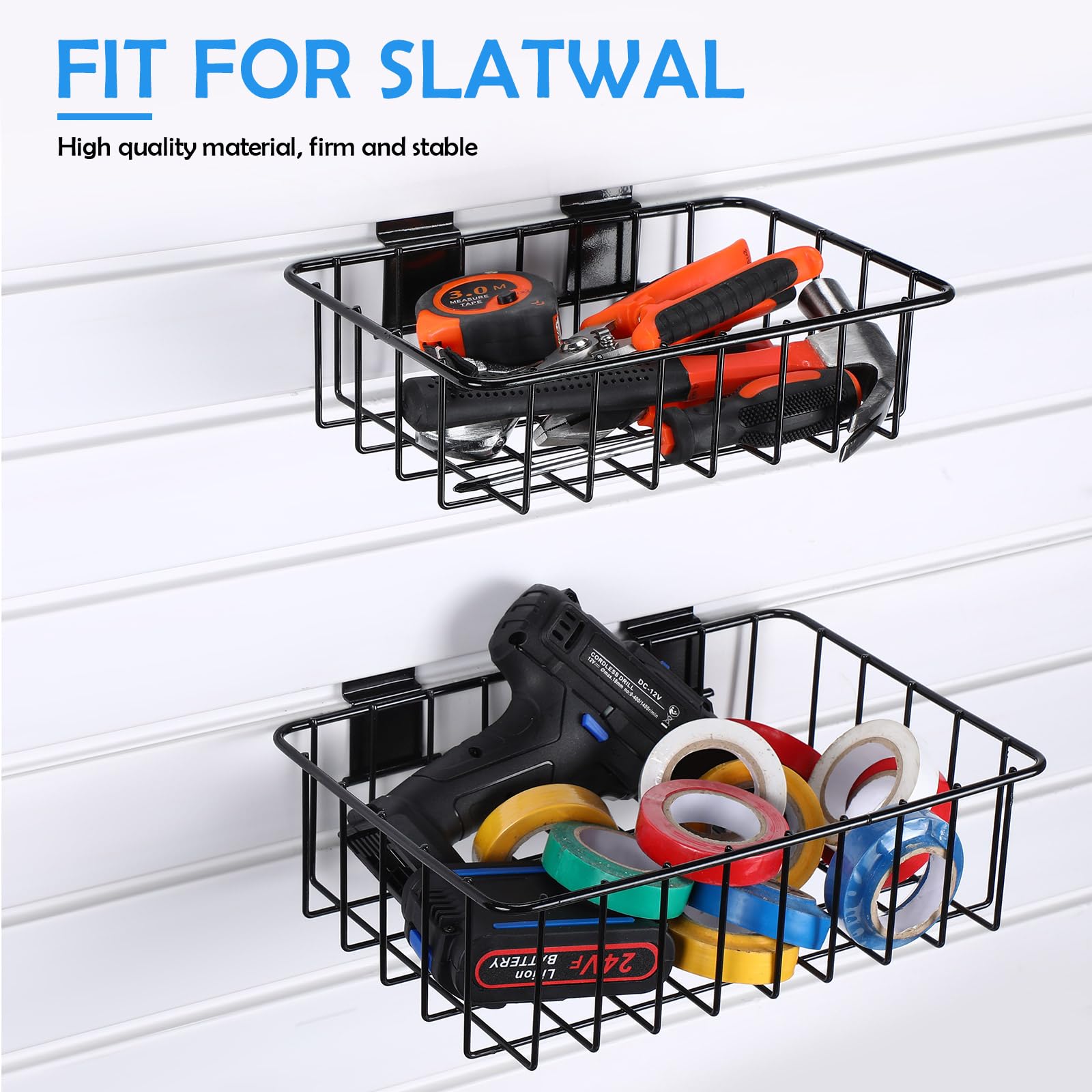 Maxcheck 4 Pcs Slatwall Baskets for PVC Slatwall Panel, Multiple Sizes ...