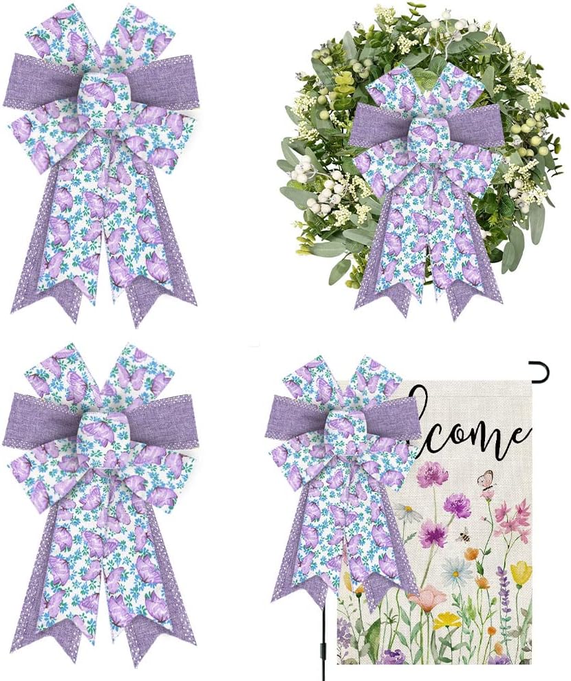Amazon.com: ALIBBON 2Pcs Spring Bows for Wreaths, Spring Wreath Bows ...