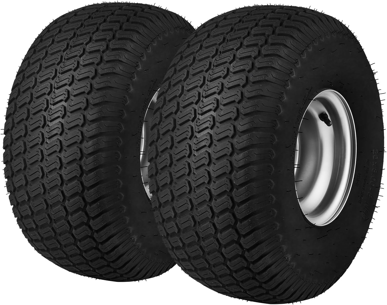 VEVOR Lawn Mower Tires with Rim, 20x8-8" Tubeless Tractor Tires, 2-Pack ...