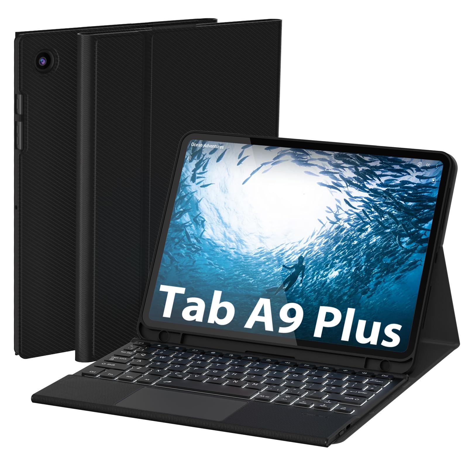 Amazon.com: Doohoeek Backlit Bluetooth Keyboard Case Touch for Samsung ...