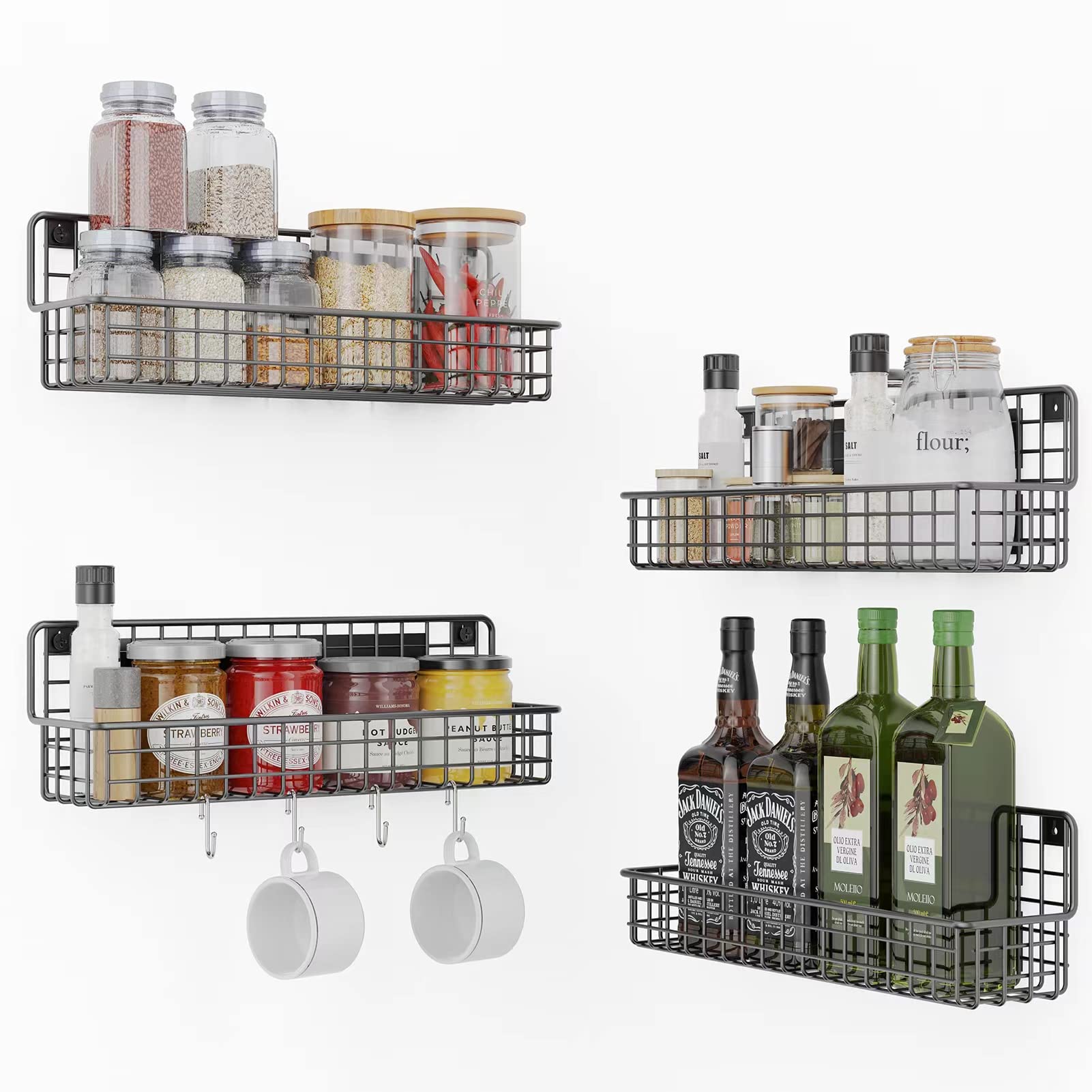 Buy ZHAOGMQH 4 Tier Magnetic Spice Racks For Wall Strongly Magnetic ...