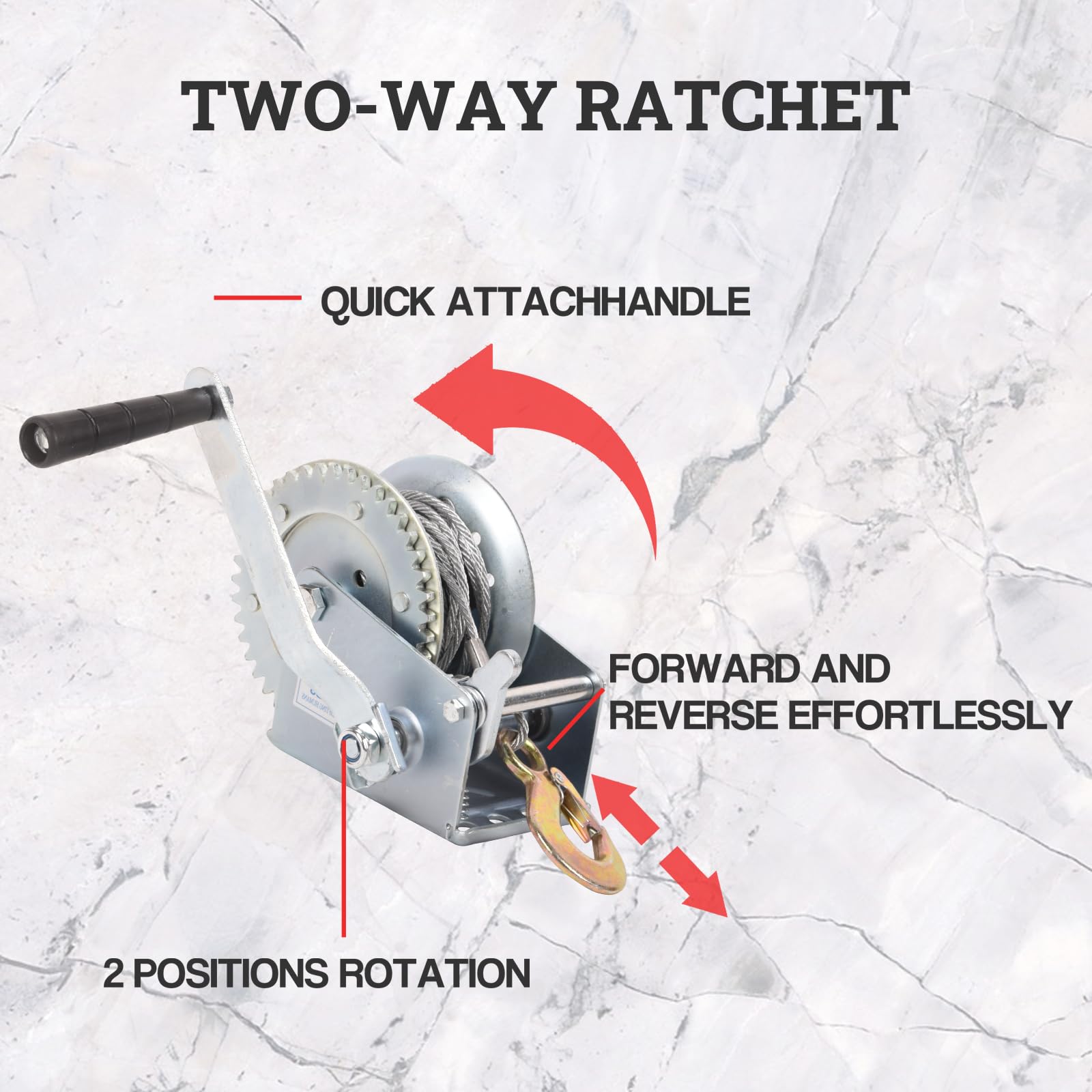 Snapklik.com : LCyindu 1200lbs Boat Trailer Winch Kit Heavy Duty Hand Winch