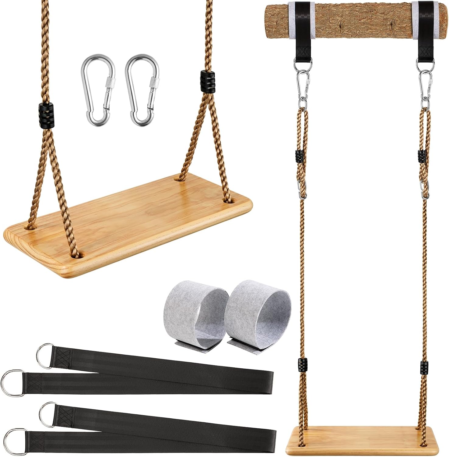 Amazon.com: Wooden Swing Hanging Tree Swings, Wood Swings Seat 17.3 * 7 ...